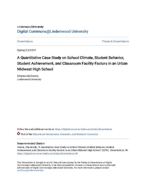 (PDF) A Quantitative Case Study on School Climate, Student Behavior ...