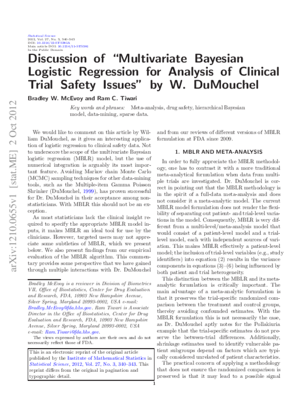 (PDF) In the Public Domain Discussion of “Multivariate Bayesian ...