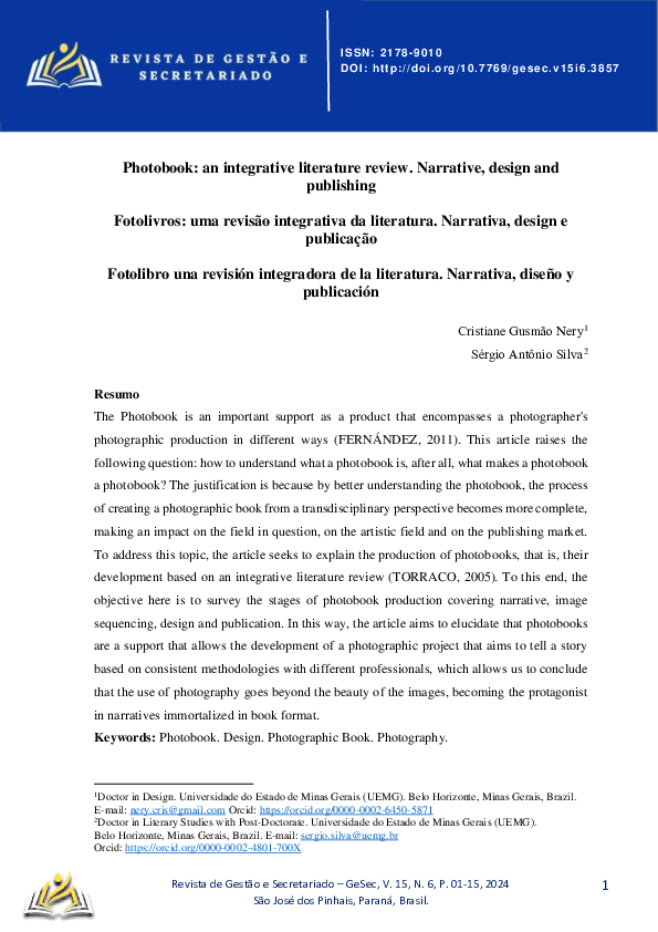 (PDF) Photobook: an integrative literature review. Narrative, design ...