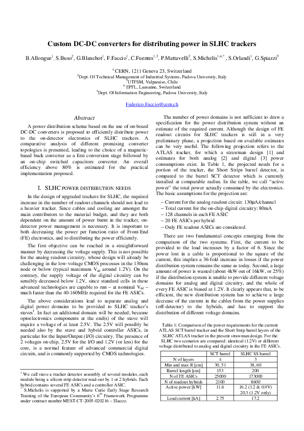 (PDF) Custom DC-DC converters for distributing power in SLHC trackers