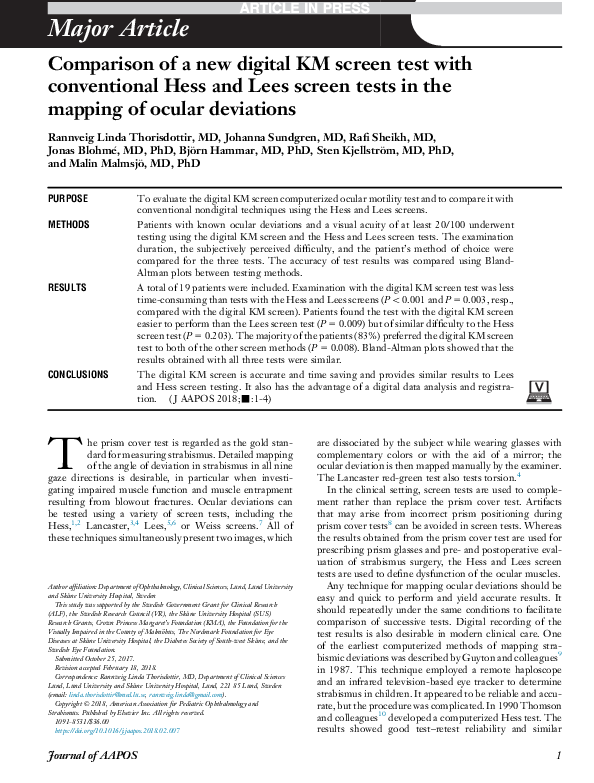 (PDF) Comparison of a new digital KM screen test with conventional Hess ...