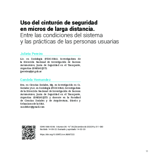 (PDF) Uso del cinturón de seguridad en micros de larga distancia. Entre las condiciones del ...