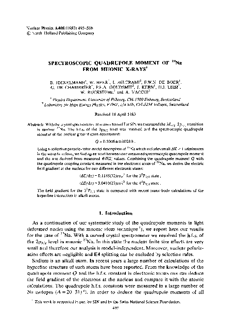 (PDF) Spectroscopic quadrupole moment of 23Na from muonic X-rays