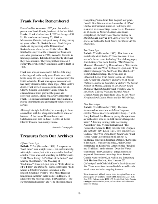 (PDF) Frank Fowke Remembered