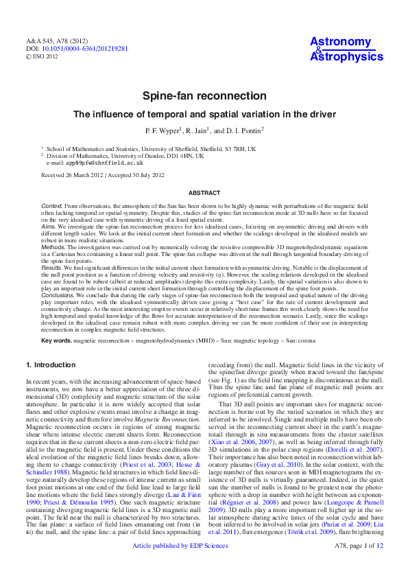 (PDF) Spine-fan reconnection