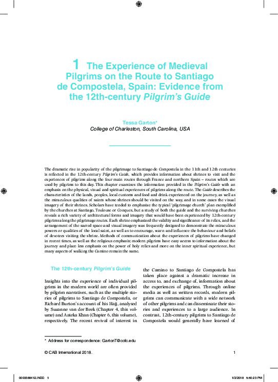 (PDF) The experience of medieval pilgrims on the route to Santiago de ...