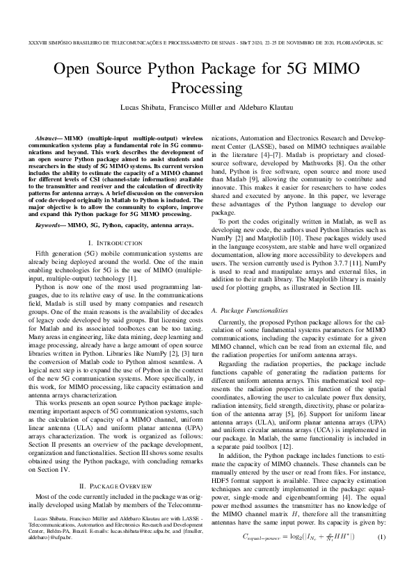 (PDF) Open Source Python Package for 5G MIMO Processing