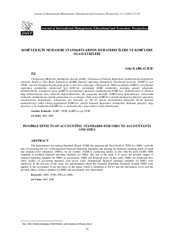 (PDF) Possible Effects Of Accounting Standards For SMEs To Accountants ...