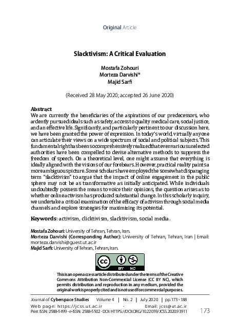 (PDF) Slacktivism: A Critical Evaluation