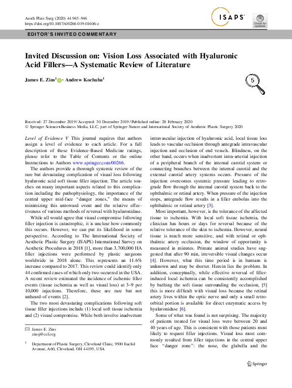 (PDF) Invited Discussion on: Vision Loss Associated with Hyaluronic ...