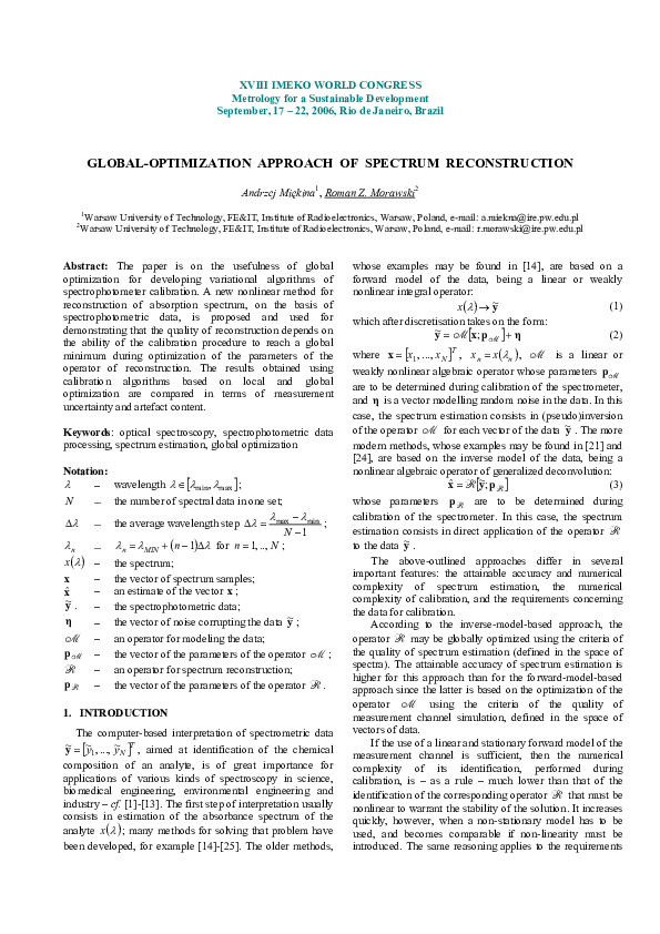 (PDF) Global-Optimization Approach of Spectrum Reconstruction