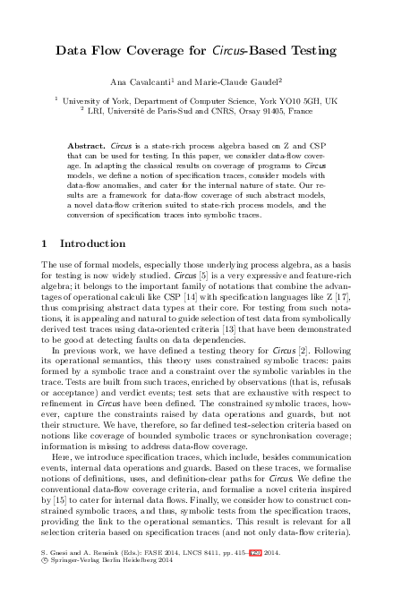 (PDF) Data Flow Coverage for Circus-Based Testing | Marie-Claude Gaudel ...