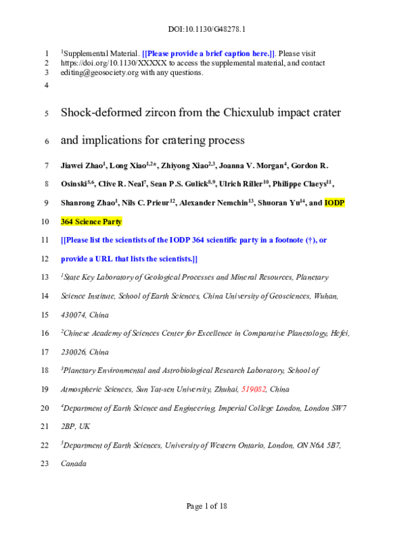 (PDF) Shock-deformed zircon from the Chicxulub impact crater and ...