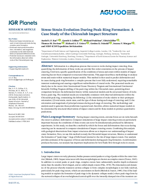 (PDF) Stress‐Strain Evolution During Peak‐Ring Formation: A Case Study ...