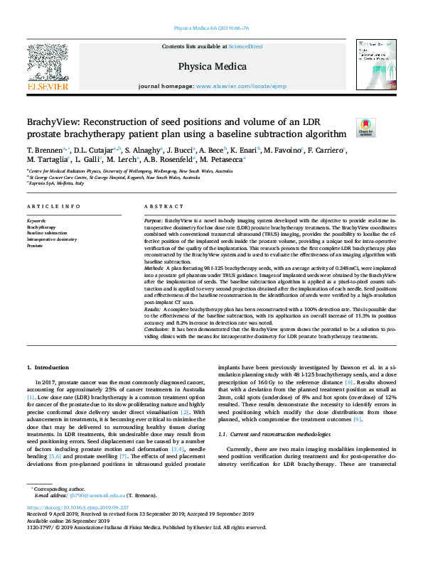 (PDF) BrachyView: Reconstruction of seed positions and volume of an LDR ...