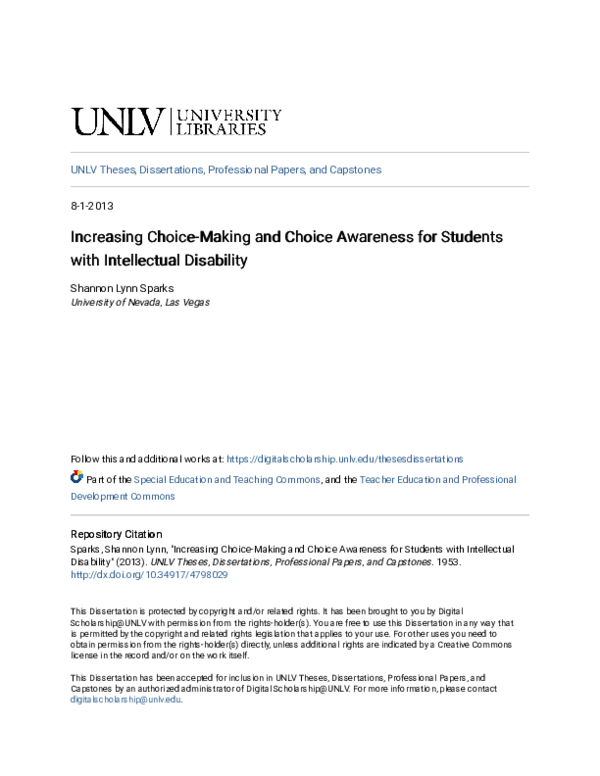(PDF) Increasing Choice-Making and Choice Awareness for Students with ...