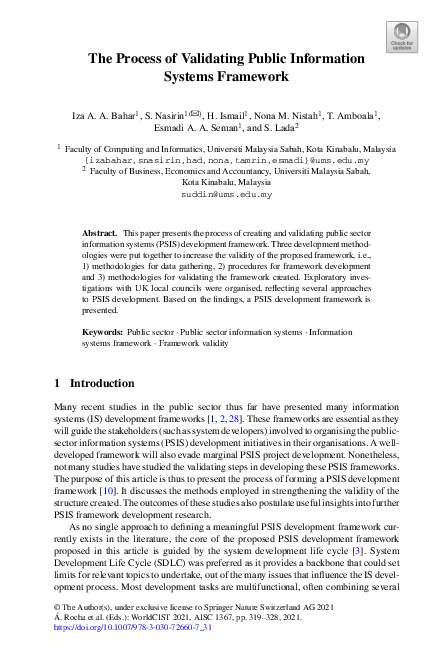 (PDF) The Process of Validating Public Information Systems Framework