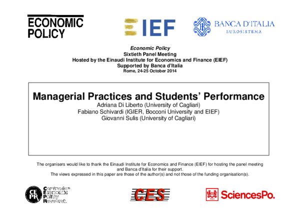 (PDF) Managerial practices and student performance