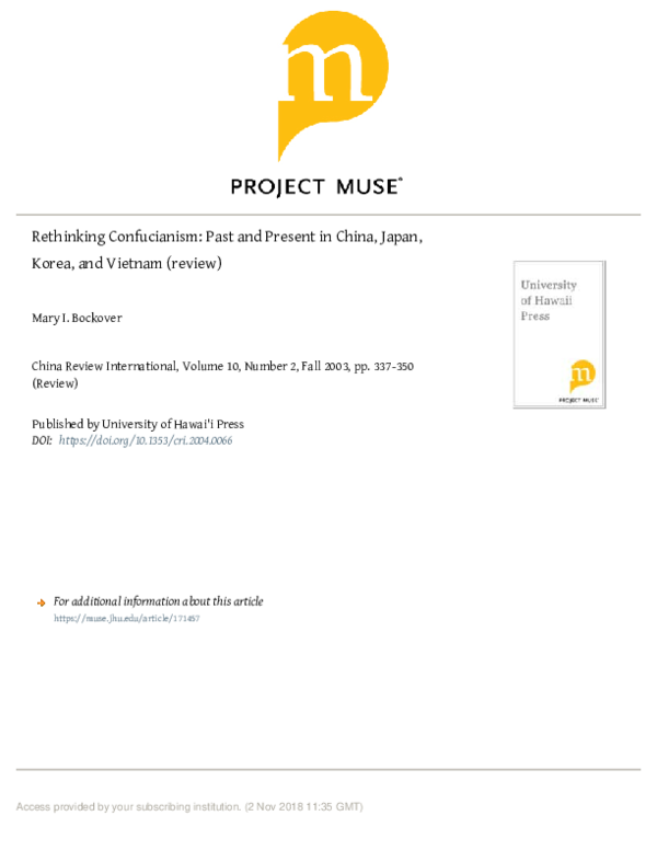 (PDF) Rethinking Confucianism: Past and Present in China, Japan, Korea ...