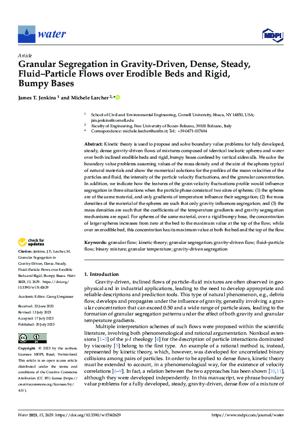 (PDF) Granular Segregation in Gravity-Driven, Dense, Steady, Fluid–Particle Flows over Erodible ...