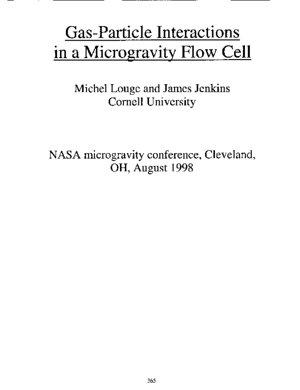 (PDF) Gas-Particle Interactions in a Microgravity Flow Cell