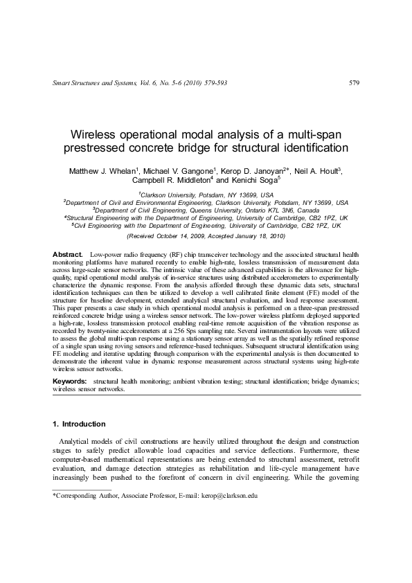 (PDF) Wireless operational modal analysis of a multi-span prestressed ...