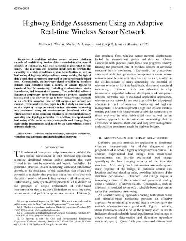 (PDF) Highway Bridge Assessment Using an Adaptive Real-Time Wireless Sensor Network