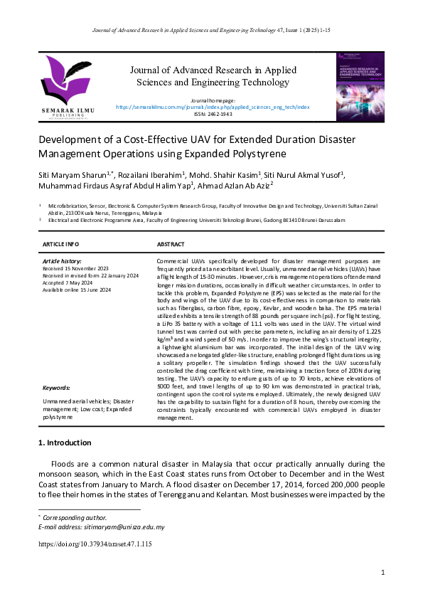 (PDF) Development of a Cost-Effective UAV for Extended Duration ...