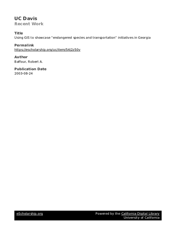 (PDF) Using GIS to showcase “endangered species and transportation ...