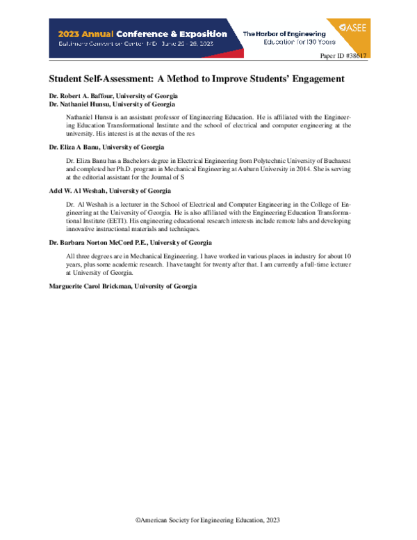 (PDF) Student Self-Assessment: A Method to Improve Students’ Engagement