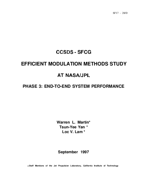(PDF) CCSDS - SFCG Efficient Modulation Methods Study at NASA/JPL, Phase 3