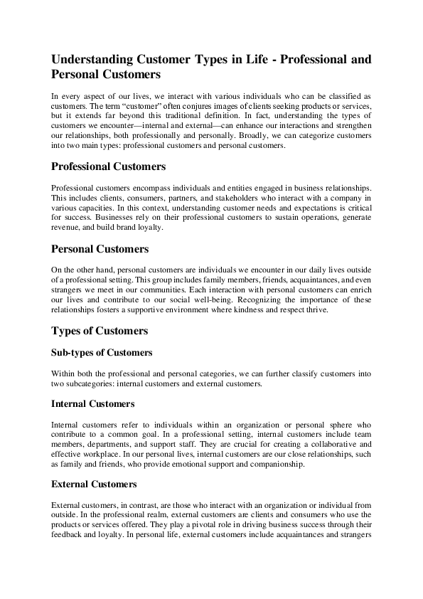 (PDF) Understanding Customer Types in Life -Professional and Personal ...