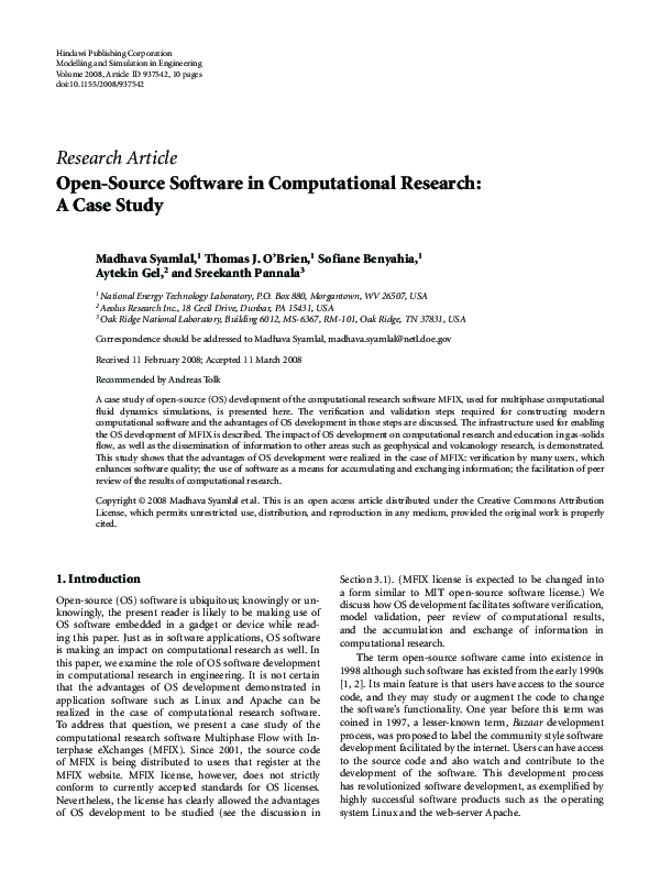 (PDF) Open-Source Software in Computational Research: A Case Study