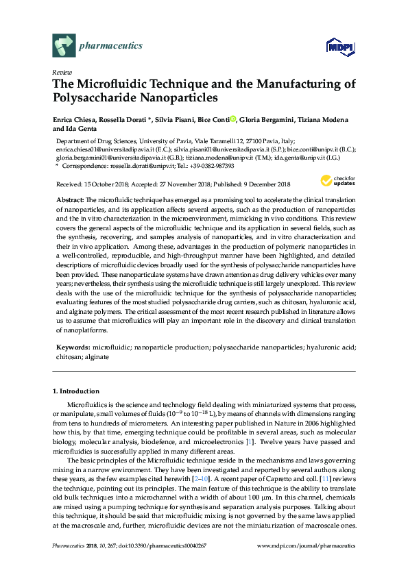 (PDF) The Microfluidic Technique and the Manufacturing of ...