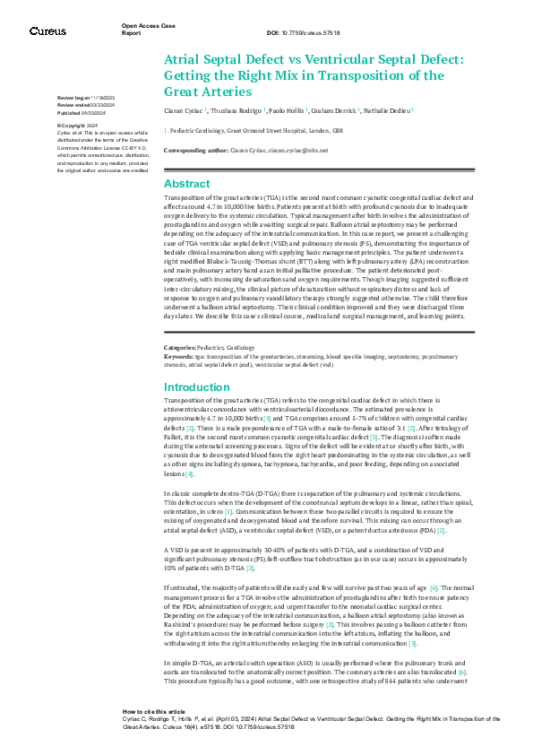 (PDF) Atrial Septal Defect vs Ventricular Septal Defect: Getting the ...