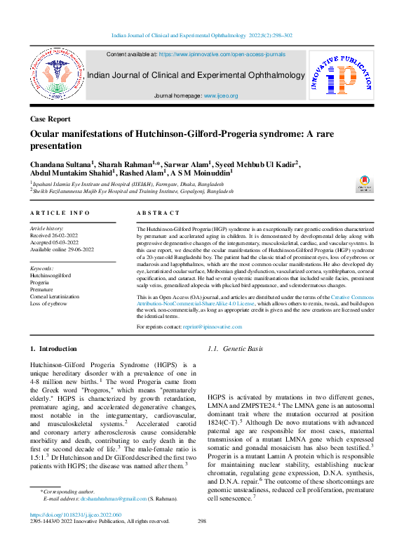 (PDF) Ocular manifestations of Hutchinson-Gilford-Progeria syndrome: A ...