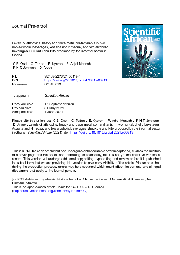 (PDF) Levels of aflatoxins, heavy and trace metal contaminants in two ...