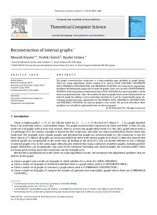 (PDF) Reconstruction of interval graphs