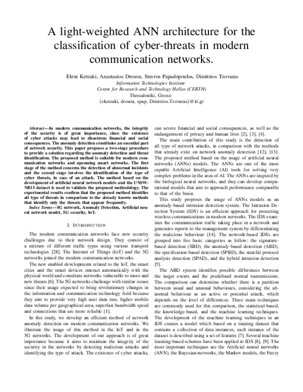(PDF) A light-weighted ANN architecture for the classification of cyber ...