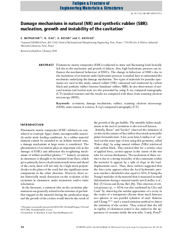 (PDF) Damage mechanisms in natural (NR) and synthetic rubber (SBR ...
