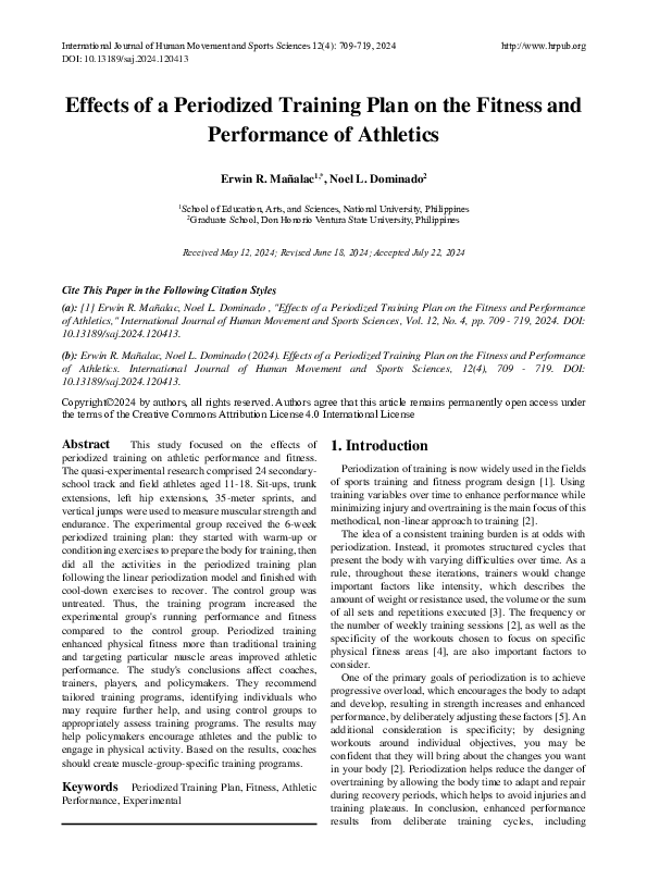 (PDF) Effects of a Periodized Training Plan on the Fitness and ...