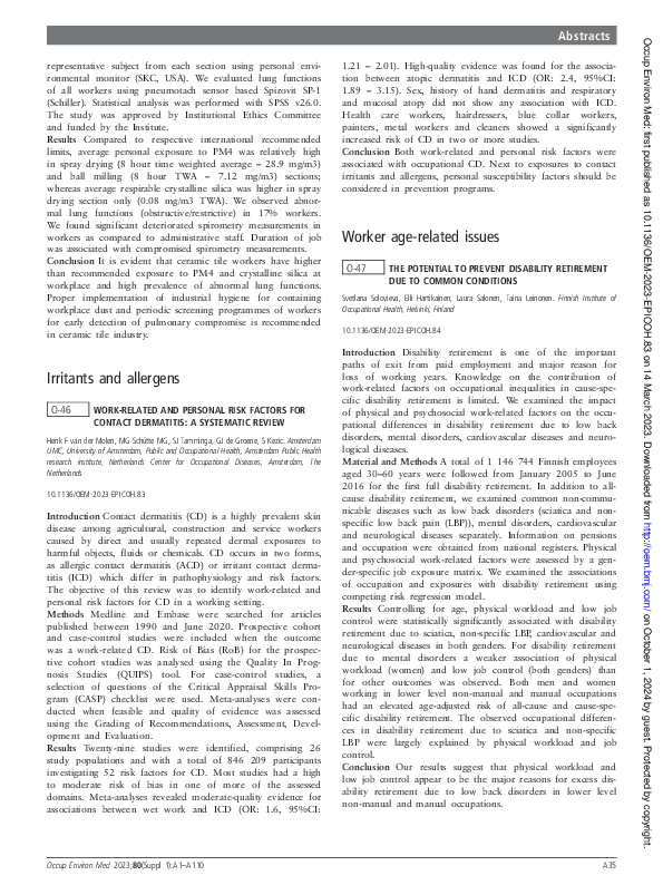 (PDF) O-46 Work-related and personal risk factors for contact ...