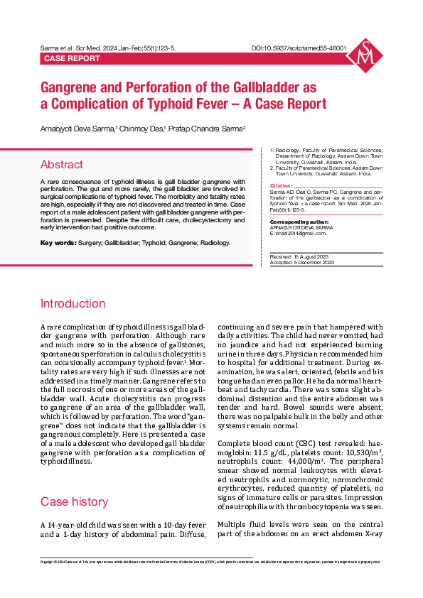 (PDF) Gangrene and perforation of the gallbladder as a complication of ...