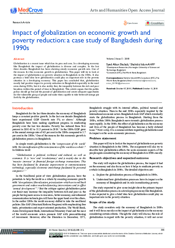 (PDF) Impact of globalization on economic growth and poverty reduction ...