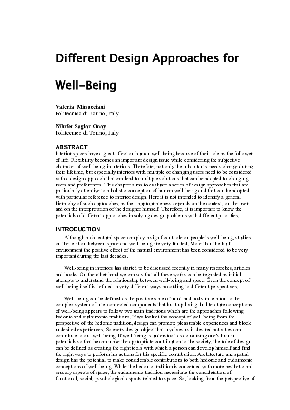 (PDF) Different Design Approaches for Well-Being