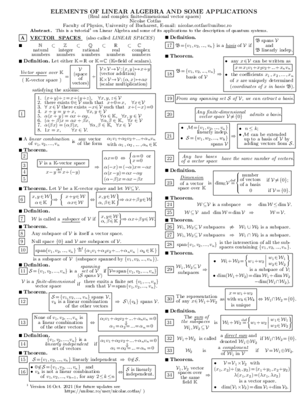 (PDF) ELEMENTS OF LINEAR ALGEBRA AND SOME APPLICATIONS