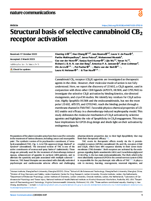 (PDF) Selective Activation Mechanisms of CB2 Receptors