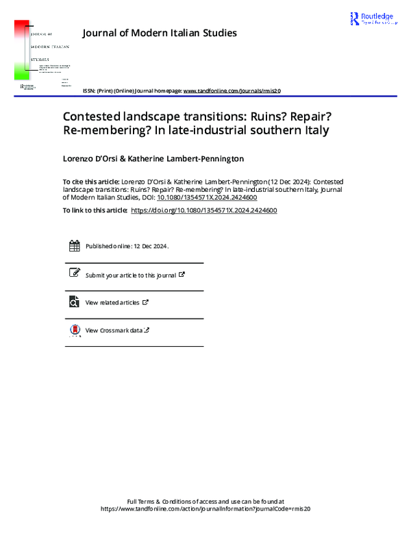 (PDF) Contested landscape transitions Ruins Repair Re membering In late ...
