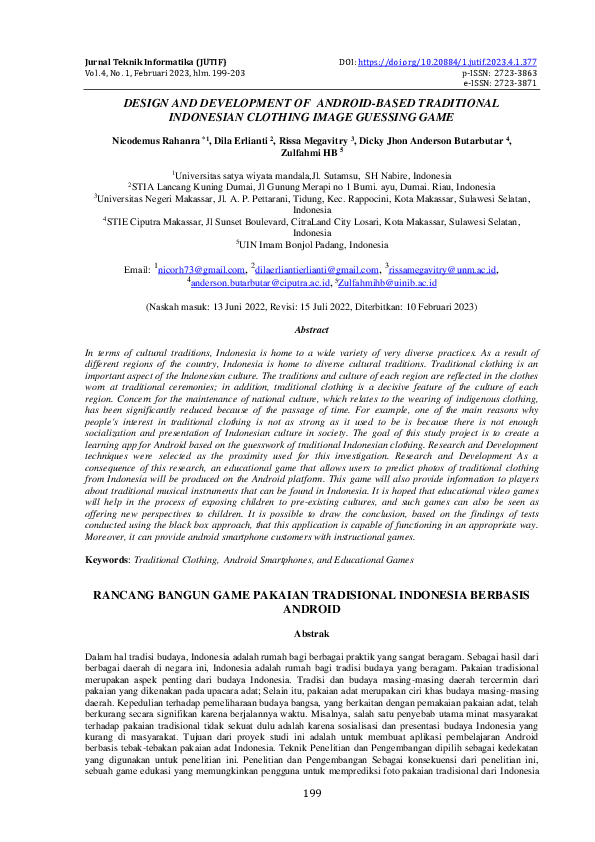 (PDF) Design and Development of Android-Based Traditional Indonesian ...