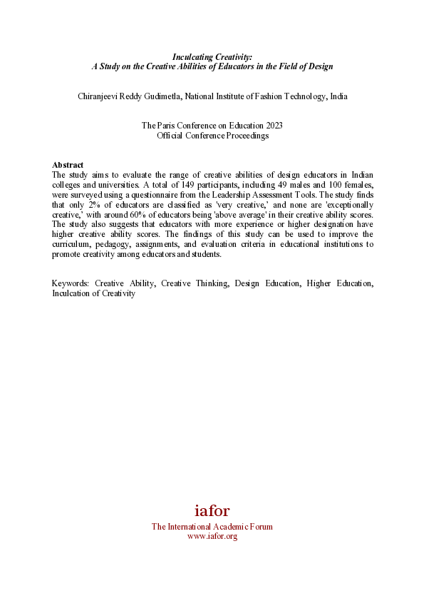 (PDF) Evaluating Creative Abilities of Design Educators